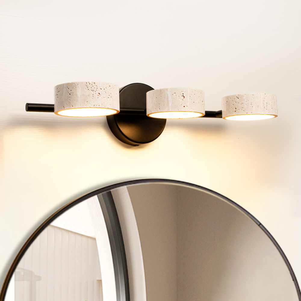 Natural Travertine Vanity Light Bathroom Black Wall Sconce – Miffron